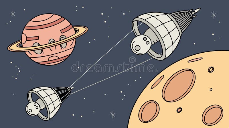 Planets and Satellites, Space Exploration and Science. Vector Design ...