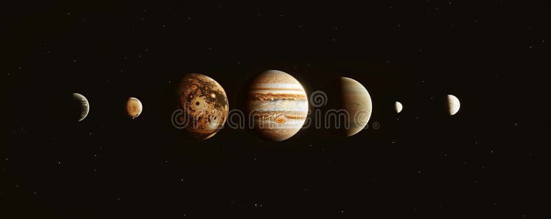 Planets of the Solar System in Alignment with Black Starry Background ...