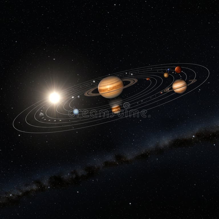 Planets of the Solar System Arranged in Concentric Orbits Around a ...