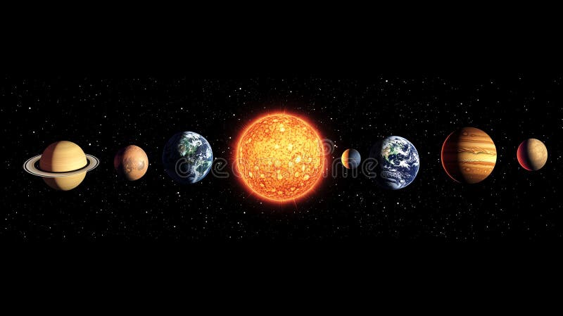 Planets of the Solar System Arranged in a Line Stock Illustration ...