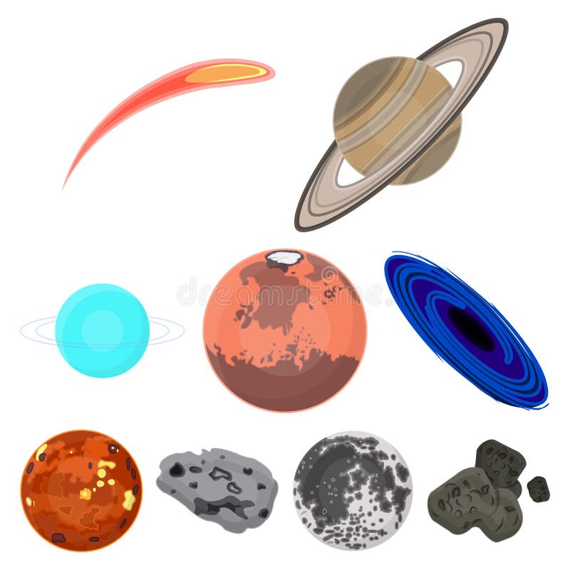 Planets of the Solar System. Cosmic Objects Stock Vector - Illustration ...