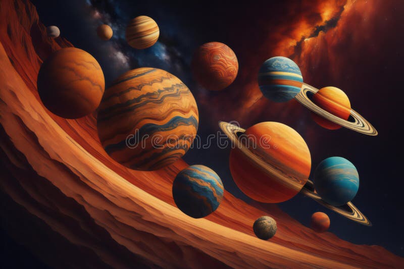 Planets of the Solar System. Solar System. Cosmos Art Stock ...