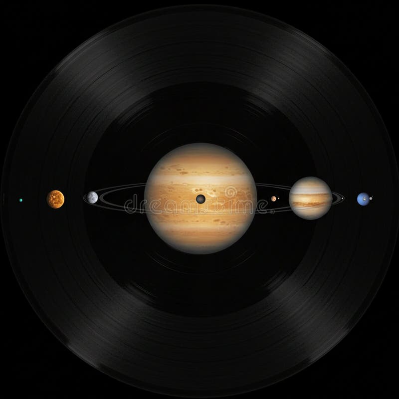 Planets of the Solar System are Creatively Arranged on a Black Vinyl ...