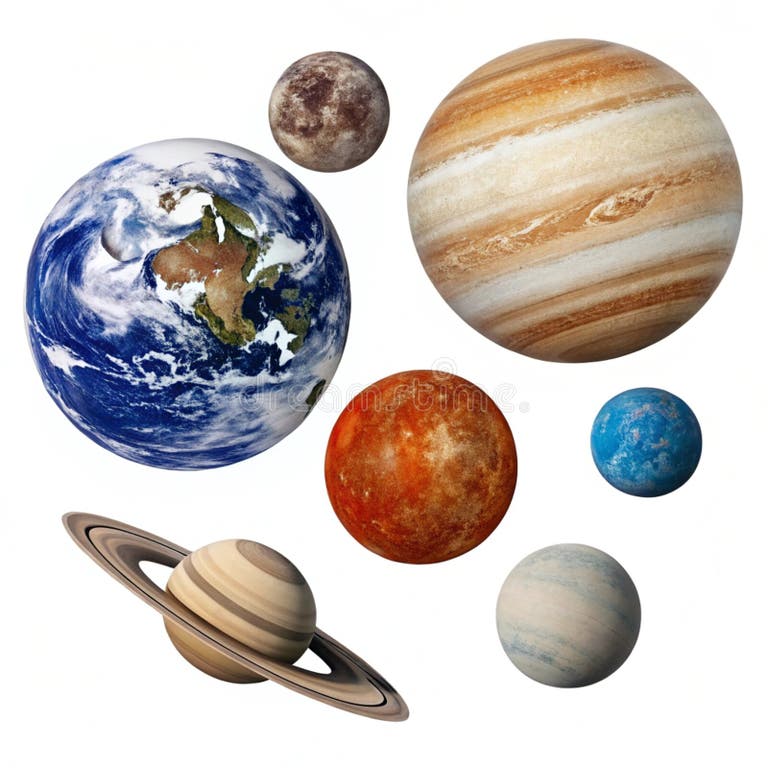 Planets in the Solar System Isolated on White Background Stock ...