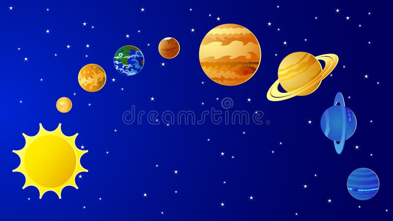 Planets of the Solar System Stock Illustration - Illustration of galaxy ...