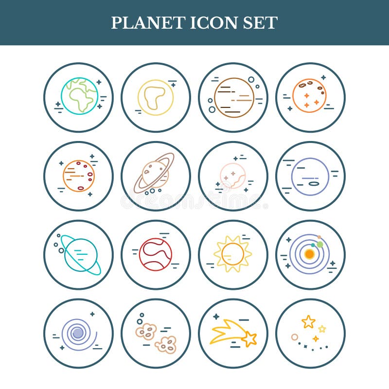 Planets Solar System in Linear Style. Stock Vector - Illustration of ...