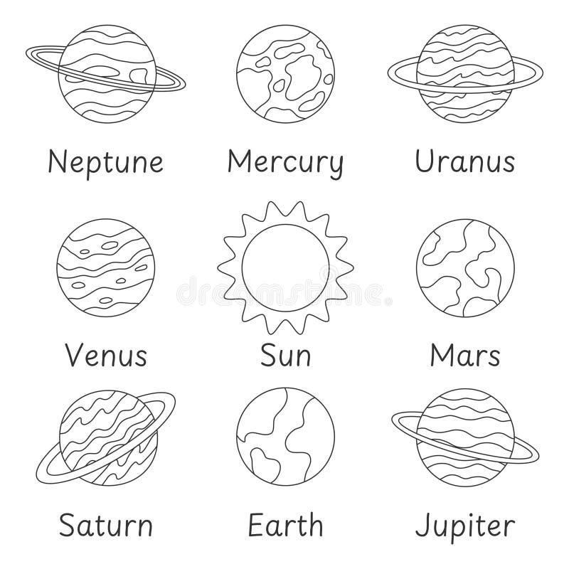 Planets of the Solar System with Names. Vector Stock Vector ...