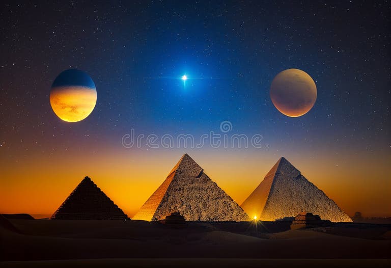 Planets of the Solar System Over the Pyramids of Giza. AI Generated ...