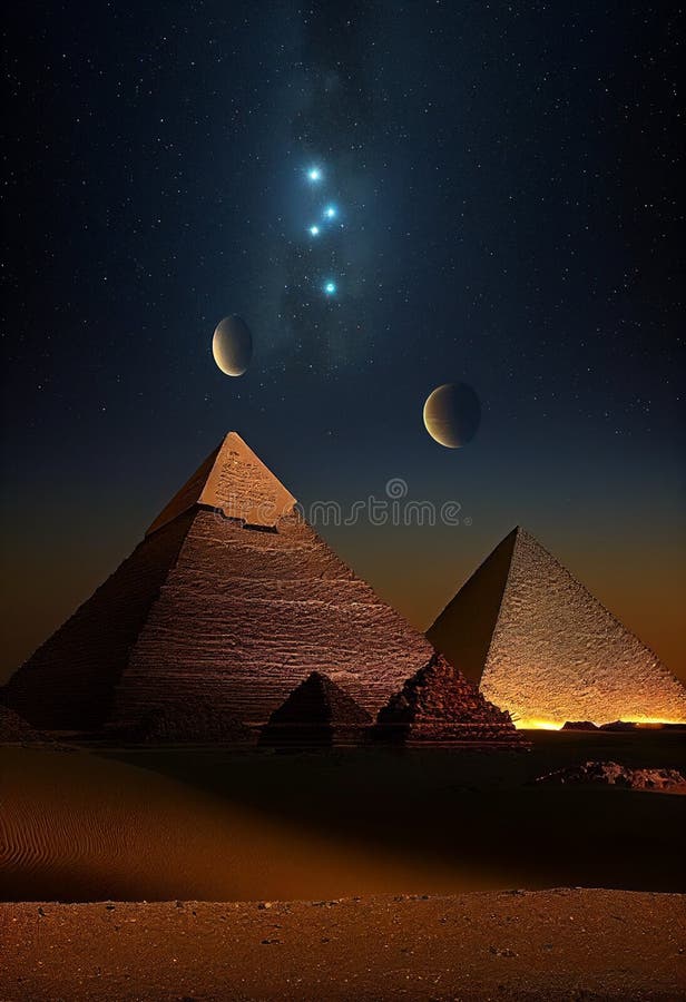Planets of the Solar System Over the Pyramids of Giza. AI Generated ...