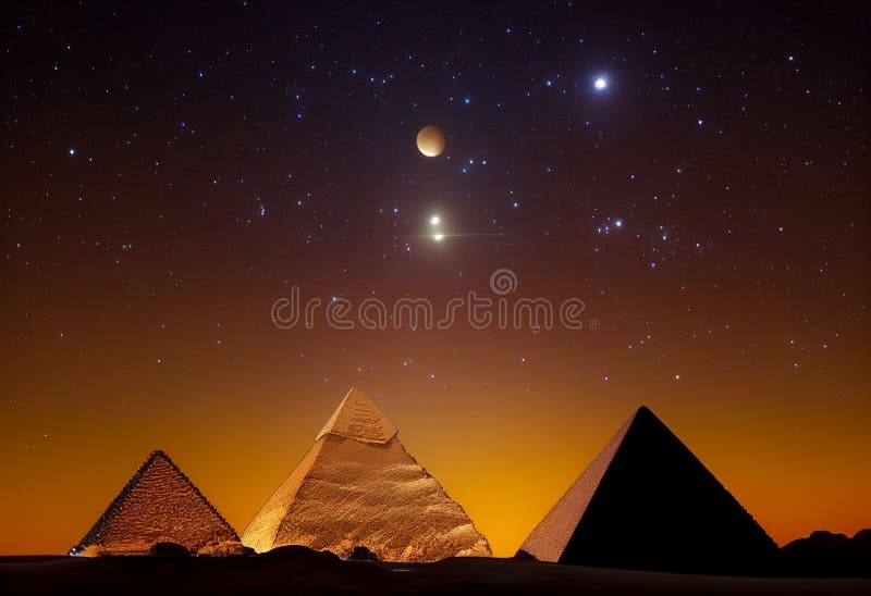 Planets of the Solar System Over the Pyramids of Giza. AI Generated ...