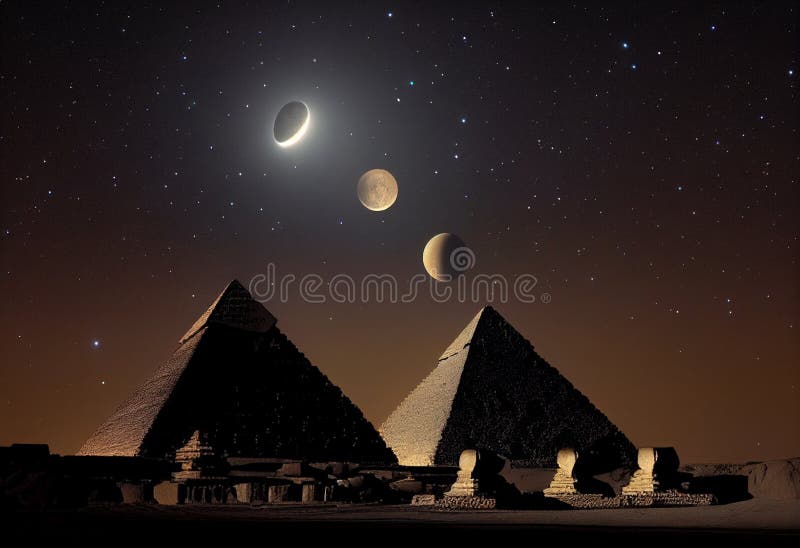 Planets of the Solar System Over the Pyramids of Giza. AI Generated ...