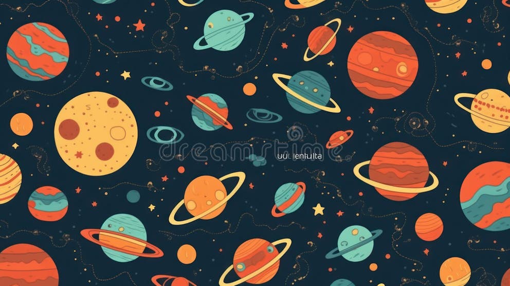 Planets. Solar System Pattern. Sun. Moon. Made with Generative AI Stock ...
