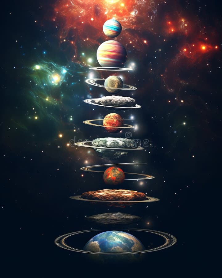 Solar System Illustration Showing the Sun and All Eight Planets in ...
