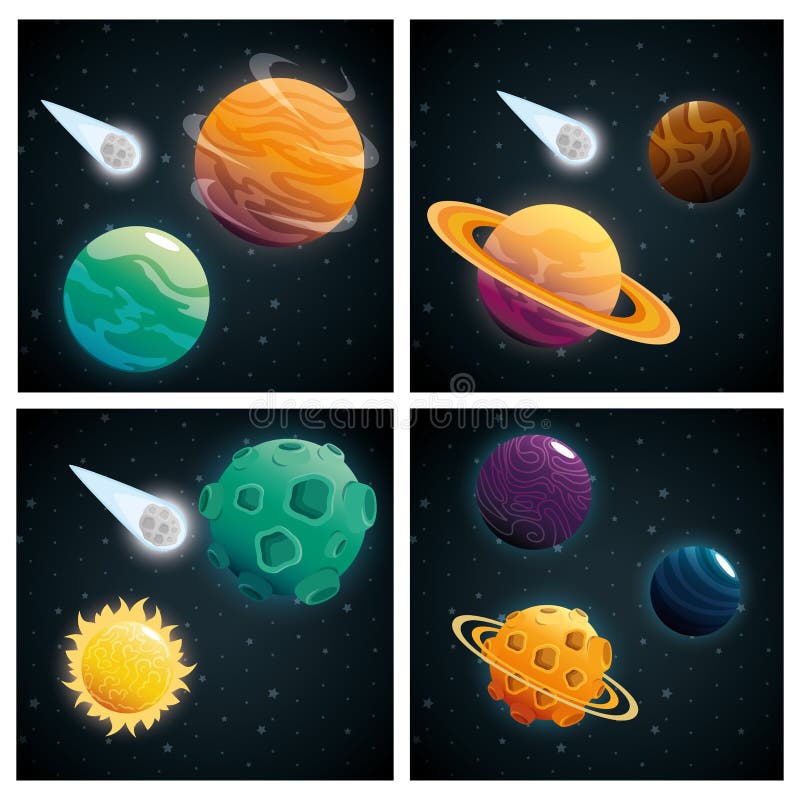 Planets of the Solar System Scene Stock Vector - Illustration of ...