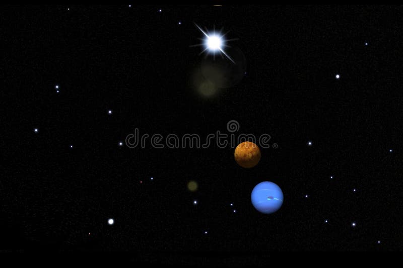 Planets of the Solar System in Space Against the Starry Sky.Planets of ...