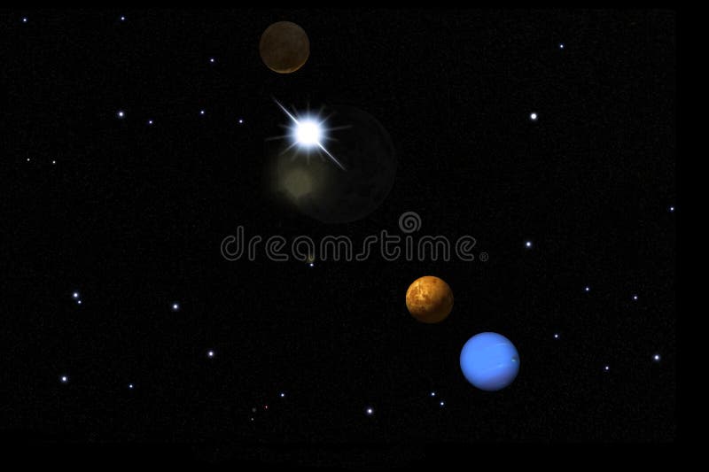 Planets of the Solar System in Space Against the Starry Sky.Planets of ...