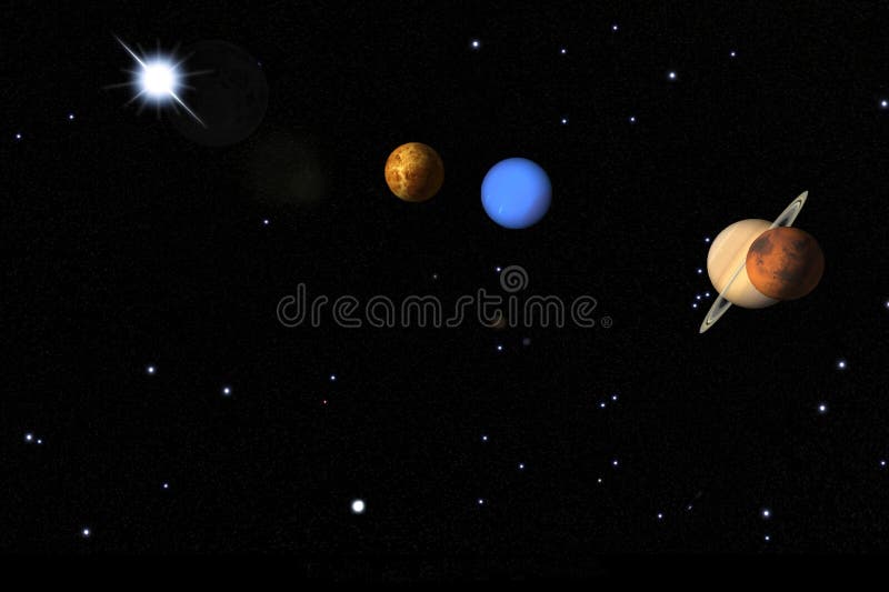 Solar System Planets in Starry Space. Stock Illustration - Illustration ...