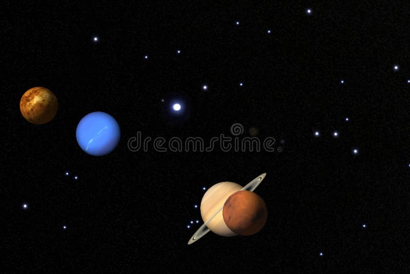 Planets of the Solar System in Space Against the Starry Sky.Planets of ...
