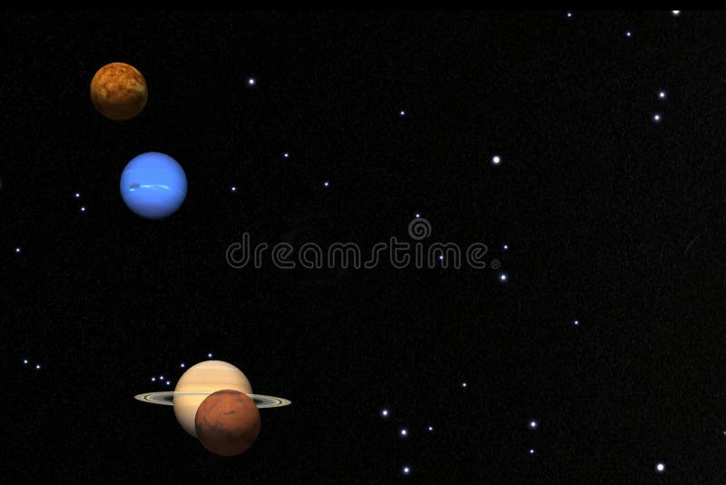 Planets of the Solar System in Space Against the Starry Sky.Planets of ...