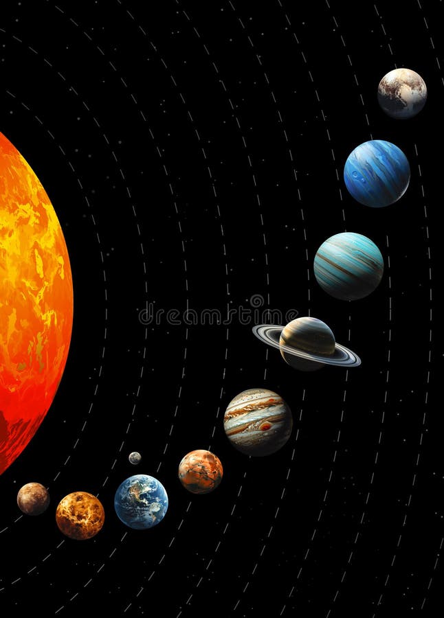 Planets of the Solar System in the Starry Sky Stock Illustration ...