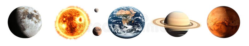 Planets Solar System Sun Earth Mars Saturn Isolated Stock Image - Image ...