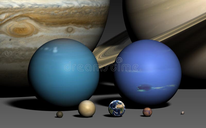 Planets of the Solar System To Scale Stock Illustration - Illustration ...