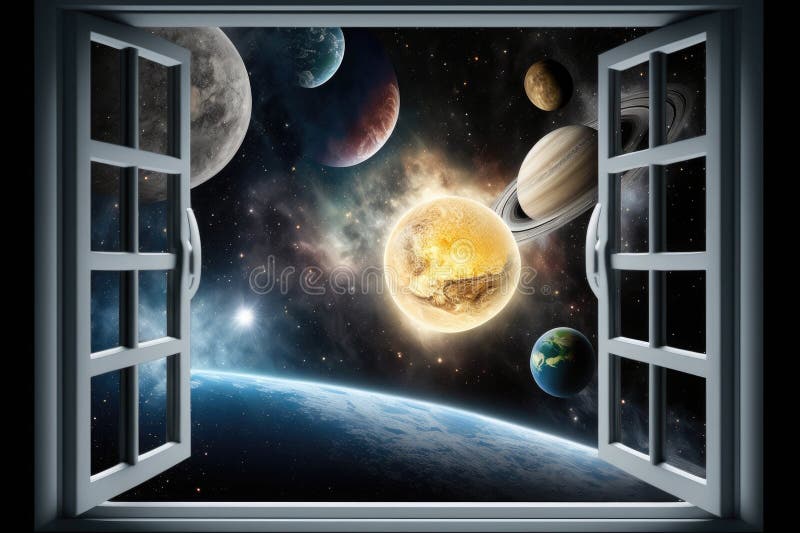 Planets of the Solar System. View from the Open Window Stock ...
