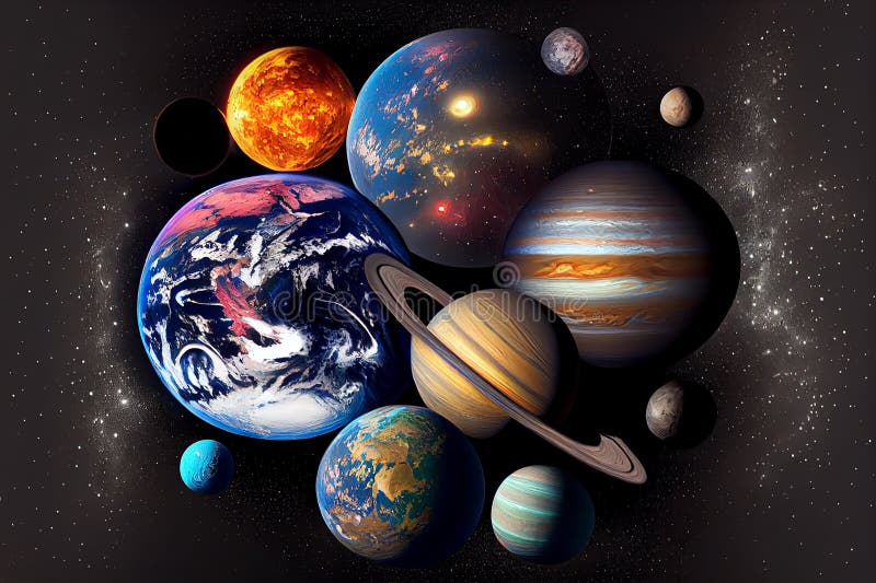 The Planets of the Solar System. a View from Space Stock Illustration ...