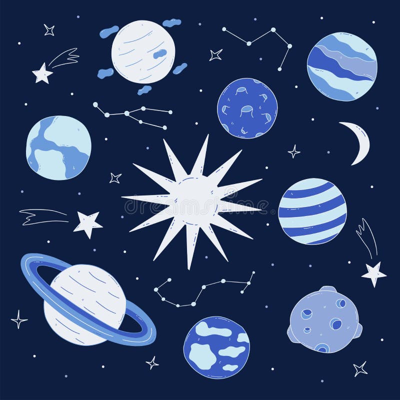 Planets In Space Around The Sun Vector Stock Vector Illustration Of Uranus Moon 262542341