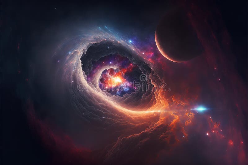 Planets in Space. Fantasy Galaxy Generative AI Background Stock ...