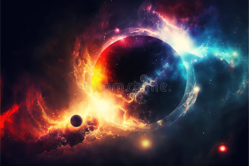 Planets in Space. Fantasy Galaxy Generative AI Background Stock ...