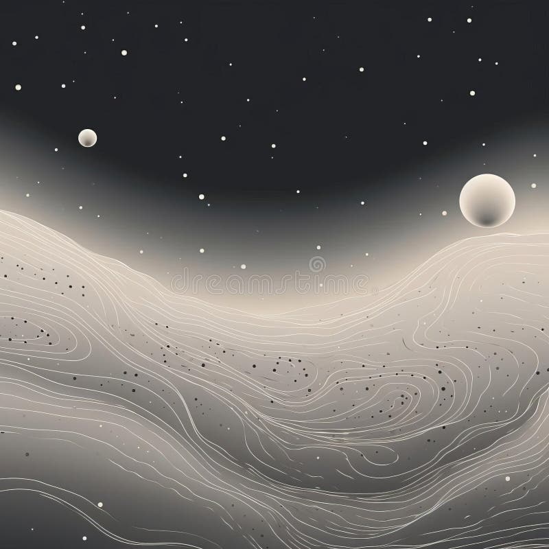 Minimalist Cosmos Line Art: Delicate Curves and Hyper-detailed Space ...