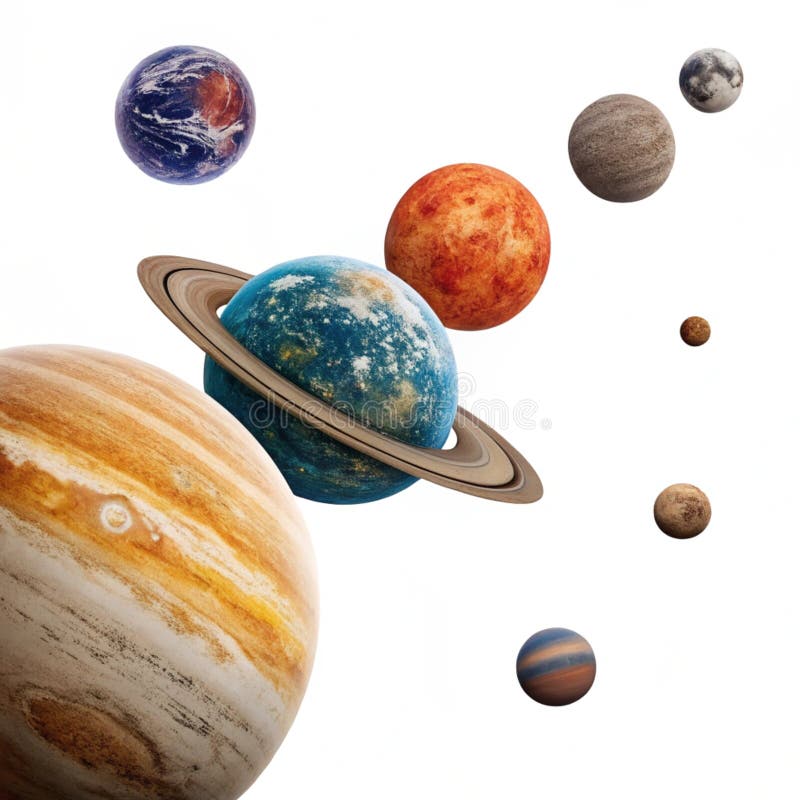 Planets in the Solar System Isolated on White Background Stock ...