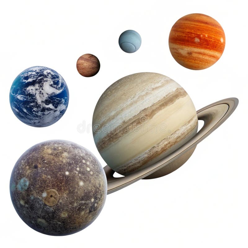 Planets in the Solar System Isolated on White Background Stock ...