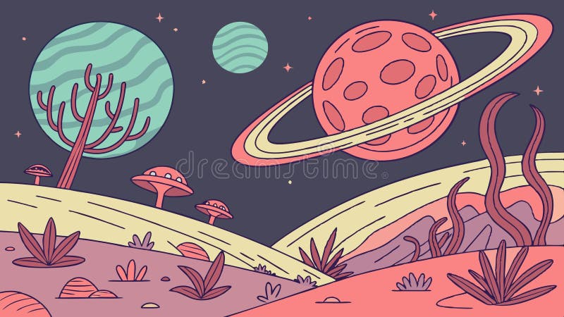 Planets and Space Landscape, Cosmic Scene Vector Design Generative AI ...