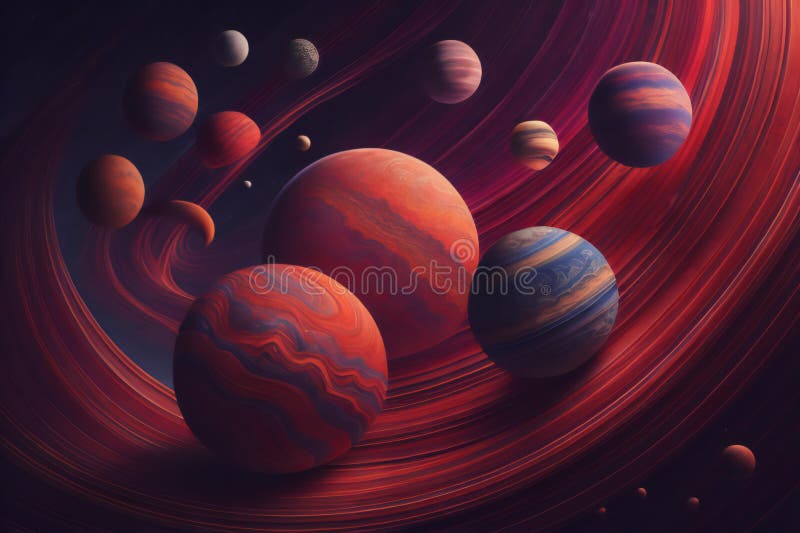 Planets in Space with Red and Orange Color Background. Generative Ai ...