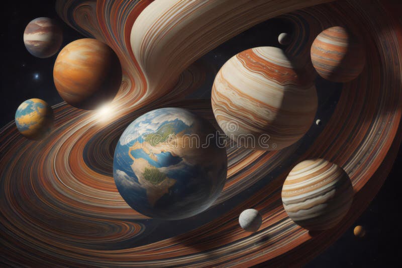 Planets in Space. Solar System. Cosmos Art Stock Illustration ...