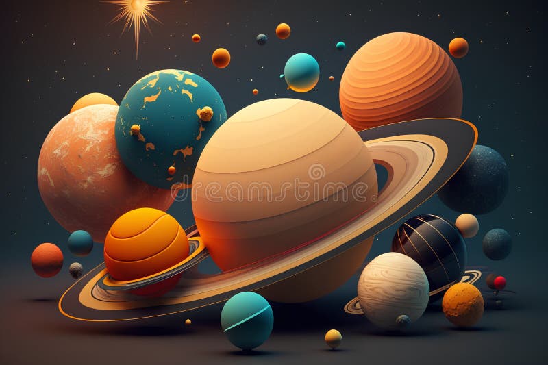 Planets in Space. Solar System. Cosmos Art. Vector Illustration Stock ...