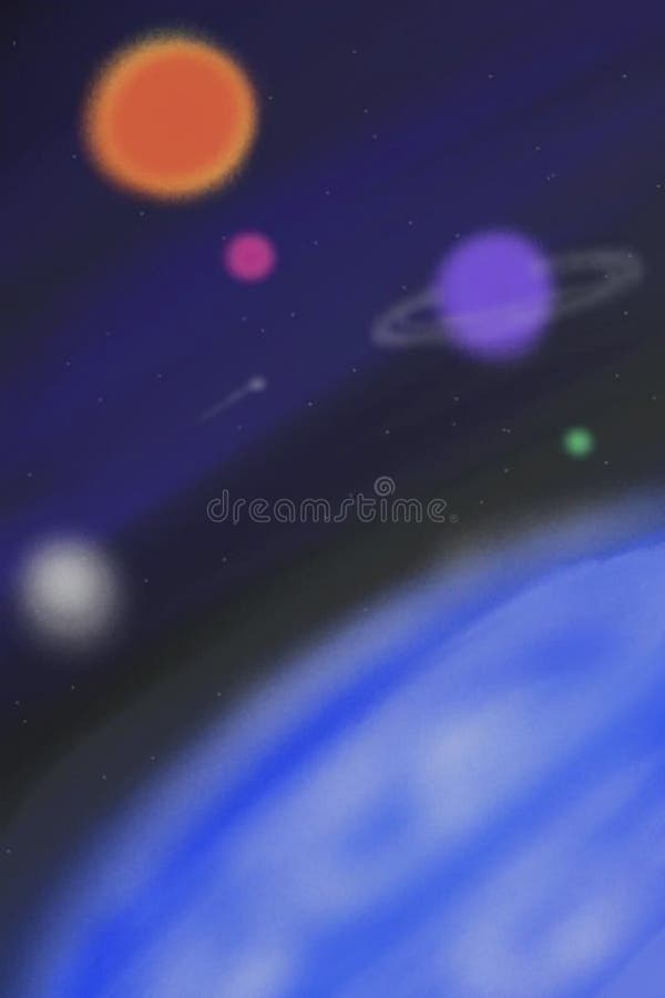 Planets in Space and Surface of the Earth Visible from Space with Blur ...