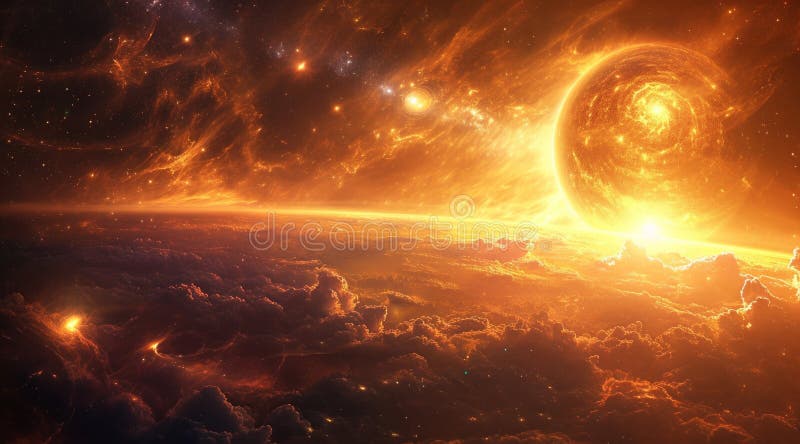 The Planets of the Star Landscape Stock Image - Image of glow, solar ...