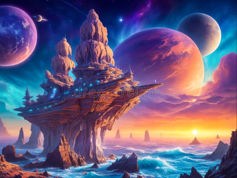 Planets Stars Cosmic Patterns that Theme, Generative Ai Stock ...