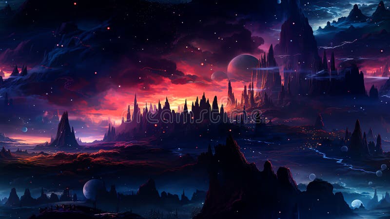 Planets Stars Cosmic Space Landscape, Generative Ai Stock Illustration ...