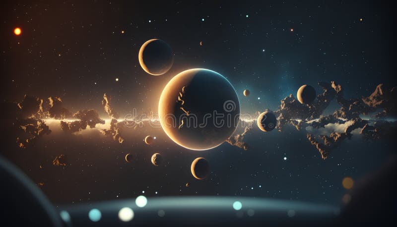 Planets, Stars and Galaxies in Outer Space. 3D Rendering Stock ...
