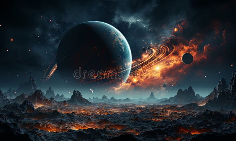 Planets and Stars in Space Scene Stock Image - Image of astronomical ...