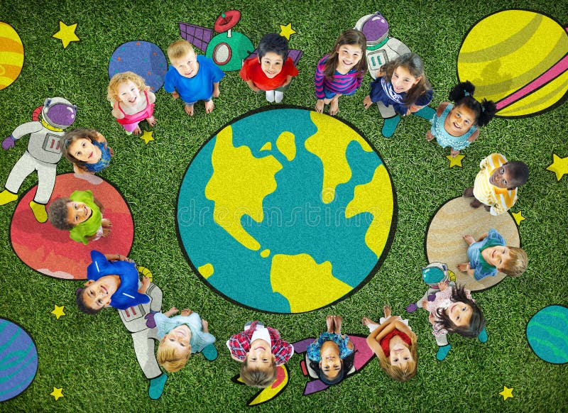 Planets Travel Dream Imagination Playful Space Universe Concept Stock ...