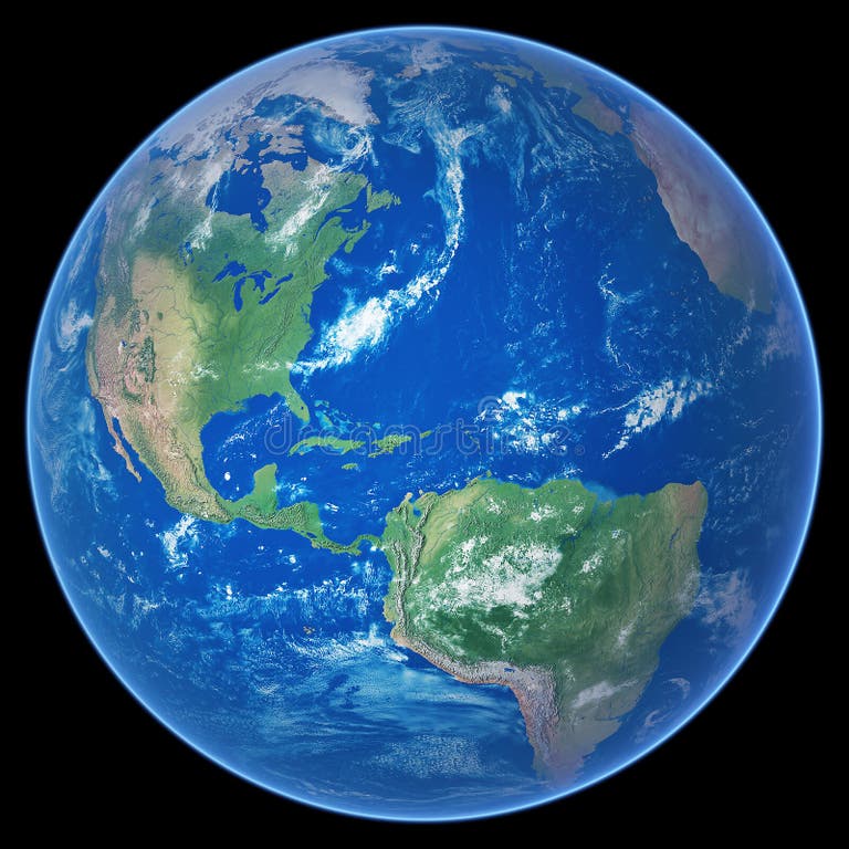 Hiperrealistyczny, Piękny Render Planety Ziemi Z Atmosferą Obraz Stock ...