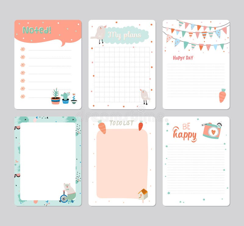 Planificateur Quotidien De Calendrier Mignon Illustration de Vecteur ...