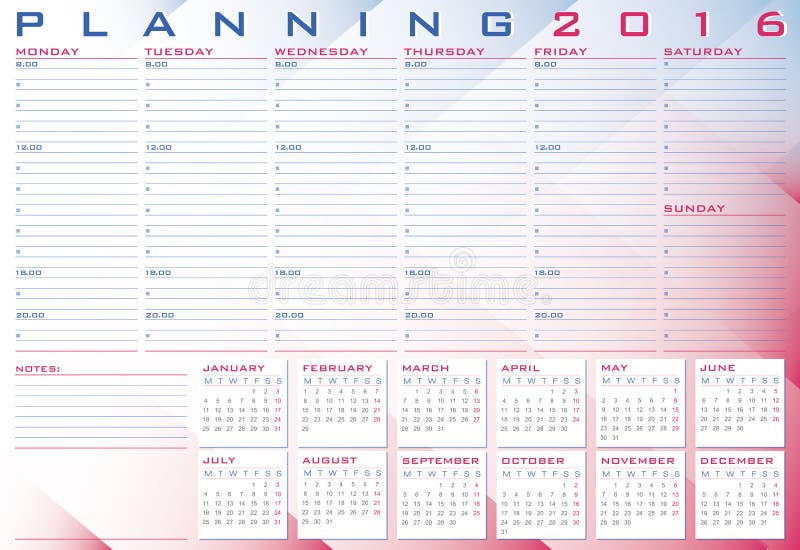 Planification 2016 illustration de vecteur. Illustration of bureau - 60382022
