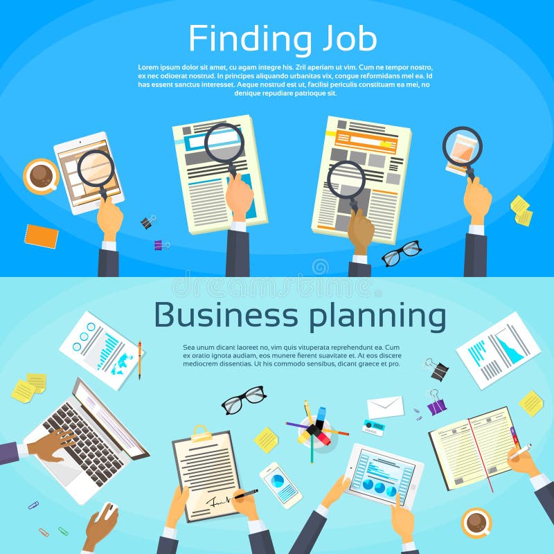 Planification Des Affaires Recherchant Job Web Banner Flat Illustration ...