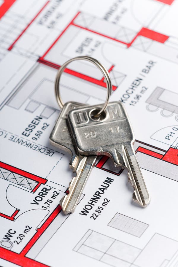 House Keys on Real Estate Housing Floor Plans Stock Image - Image of ...